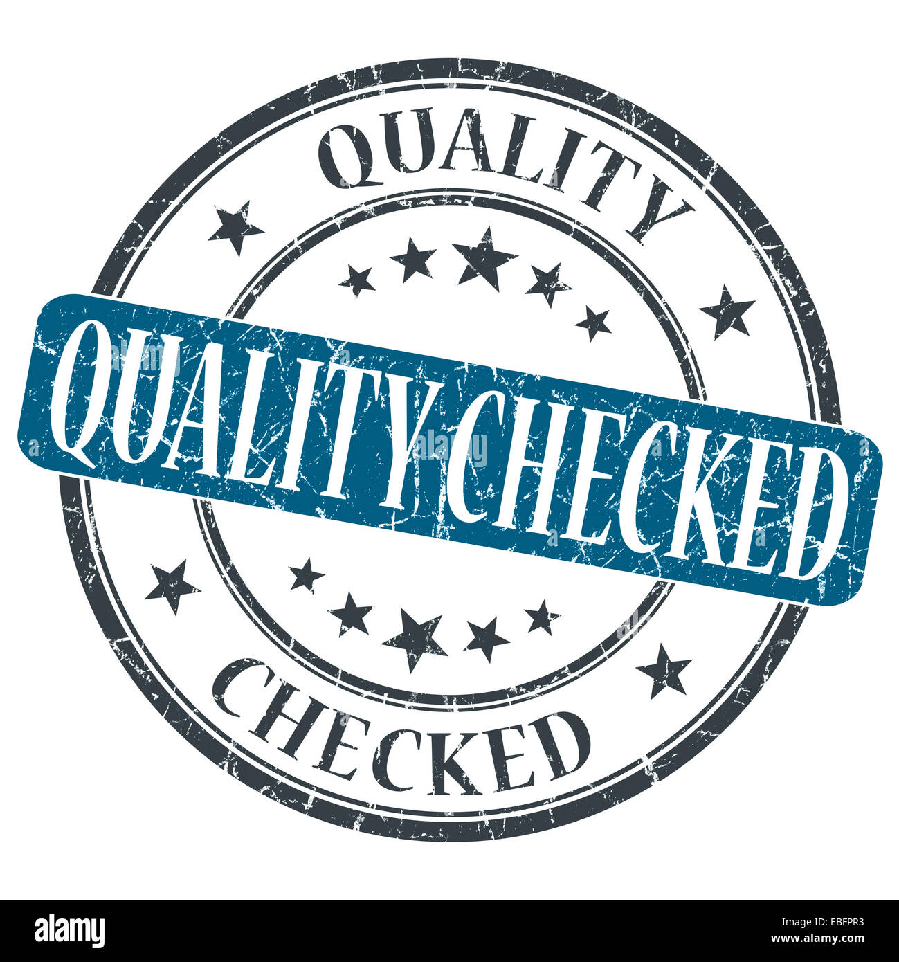 Quality Checked blue grunge round stamp on white background Stock Photo ...