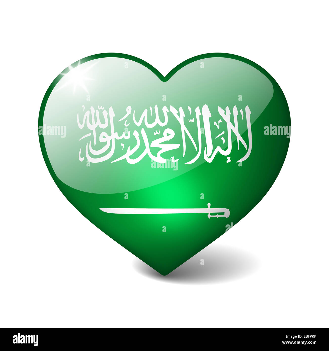 Saudi Arabia 3d glass heart with realistic shadow isolated on white ...