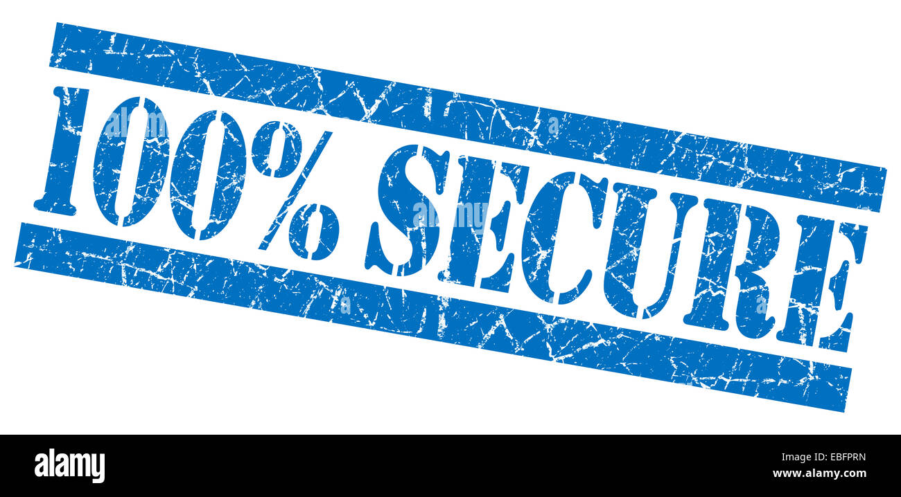 100% secure blue grunge stamp Stock Photo - Alamy