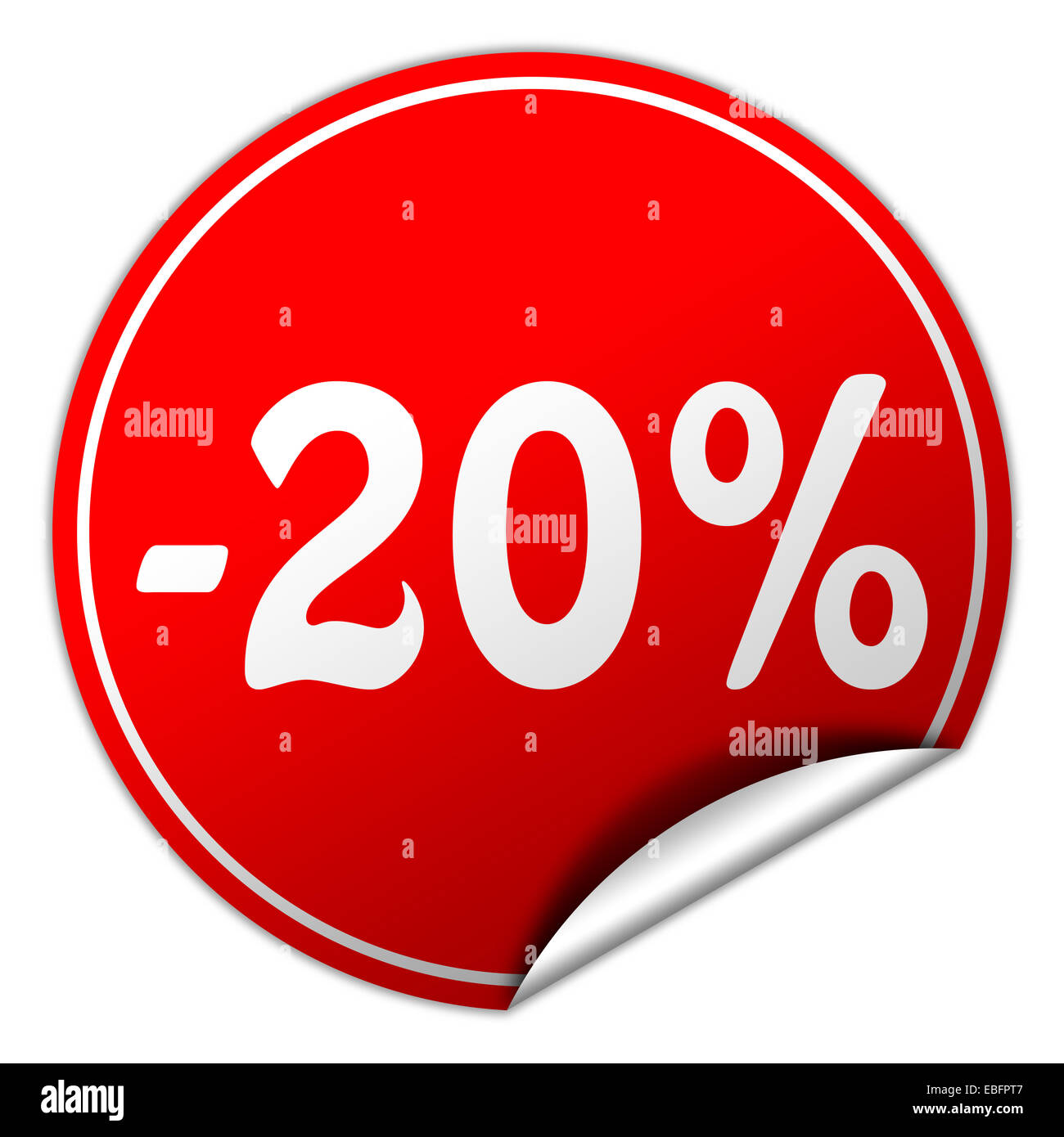 discount round red sticker on white background Stock Photo - Alamy