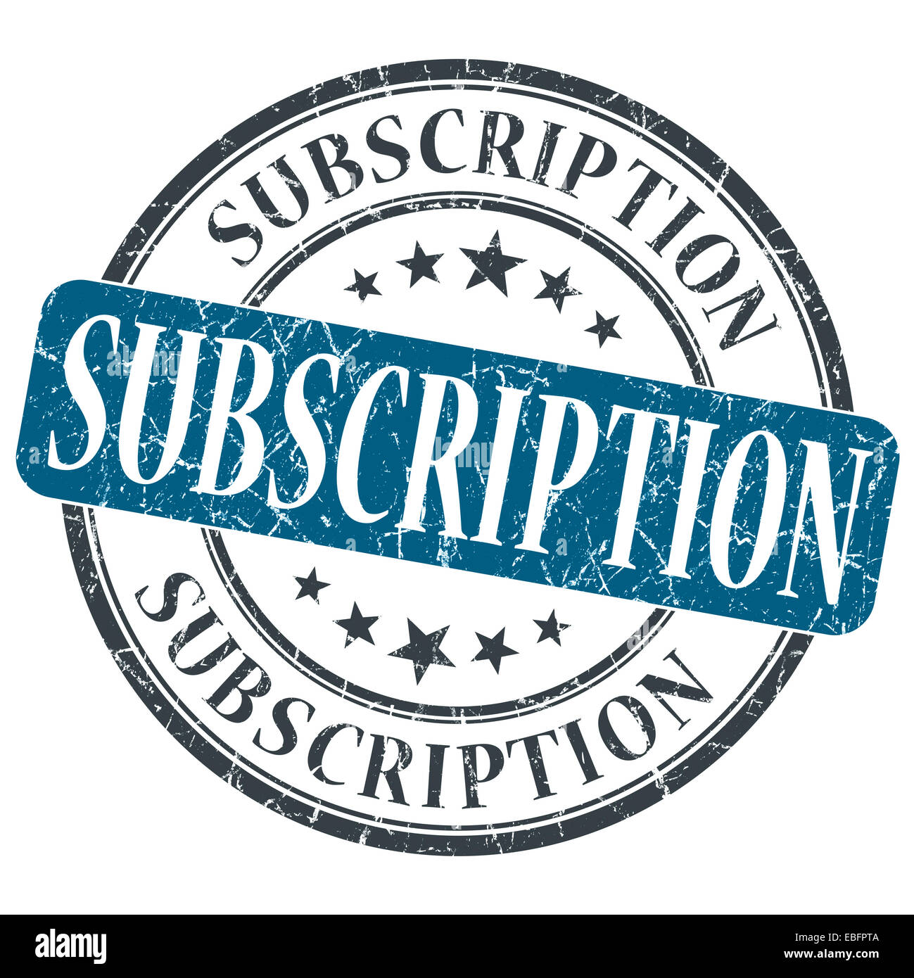 Subscription blue grunge round stamp on white background Stock Photo ...