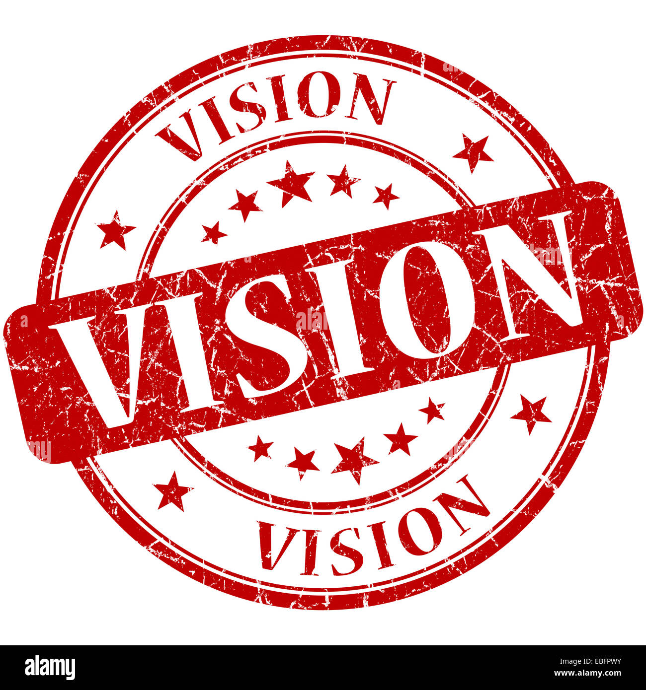 Vision red round grungy vintage rubber stamp Stock Photo - Alamy