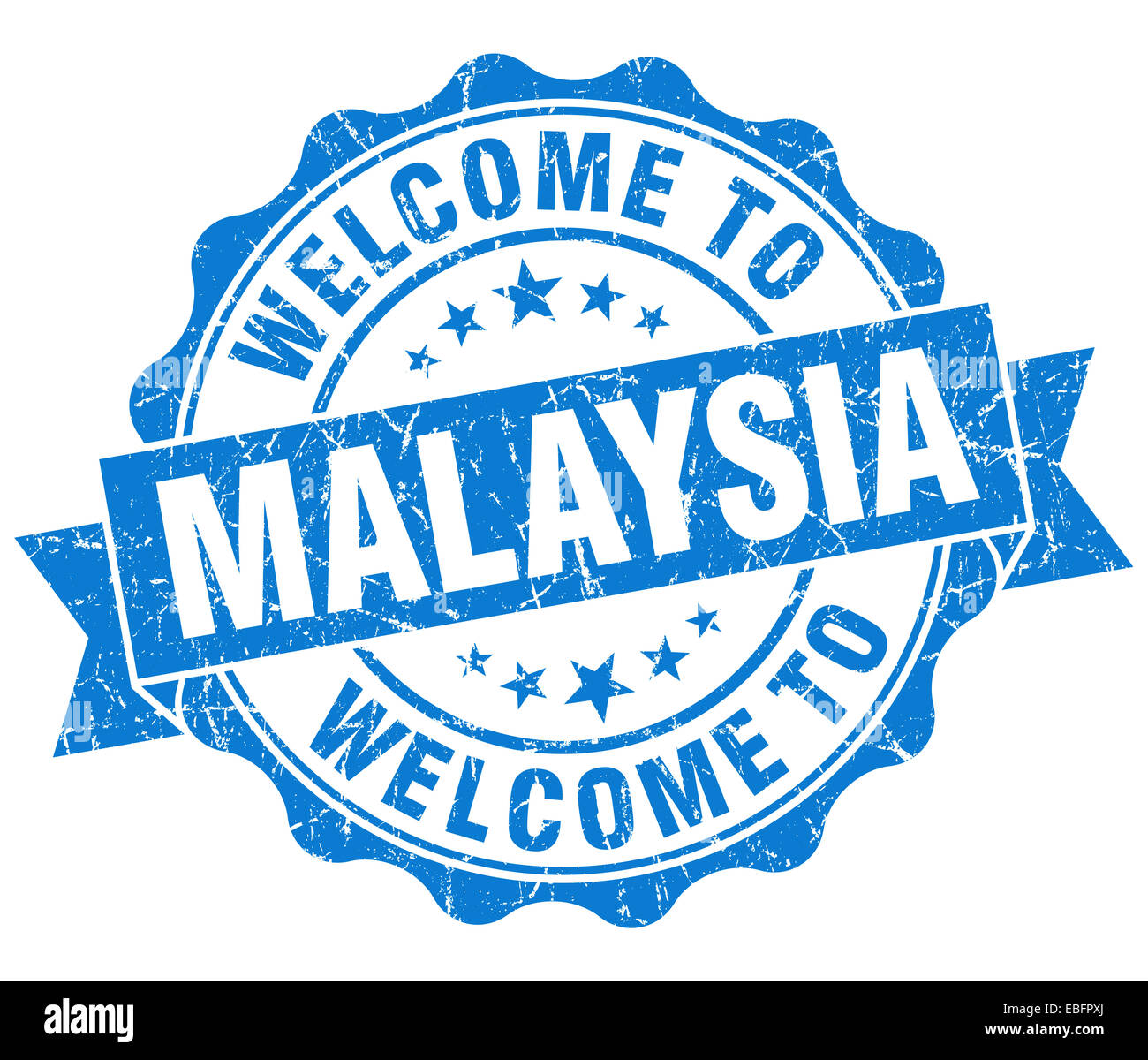 Welcome to Malaysia blue grungy vintage isolated seal Stock Photo - Alamy