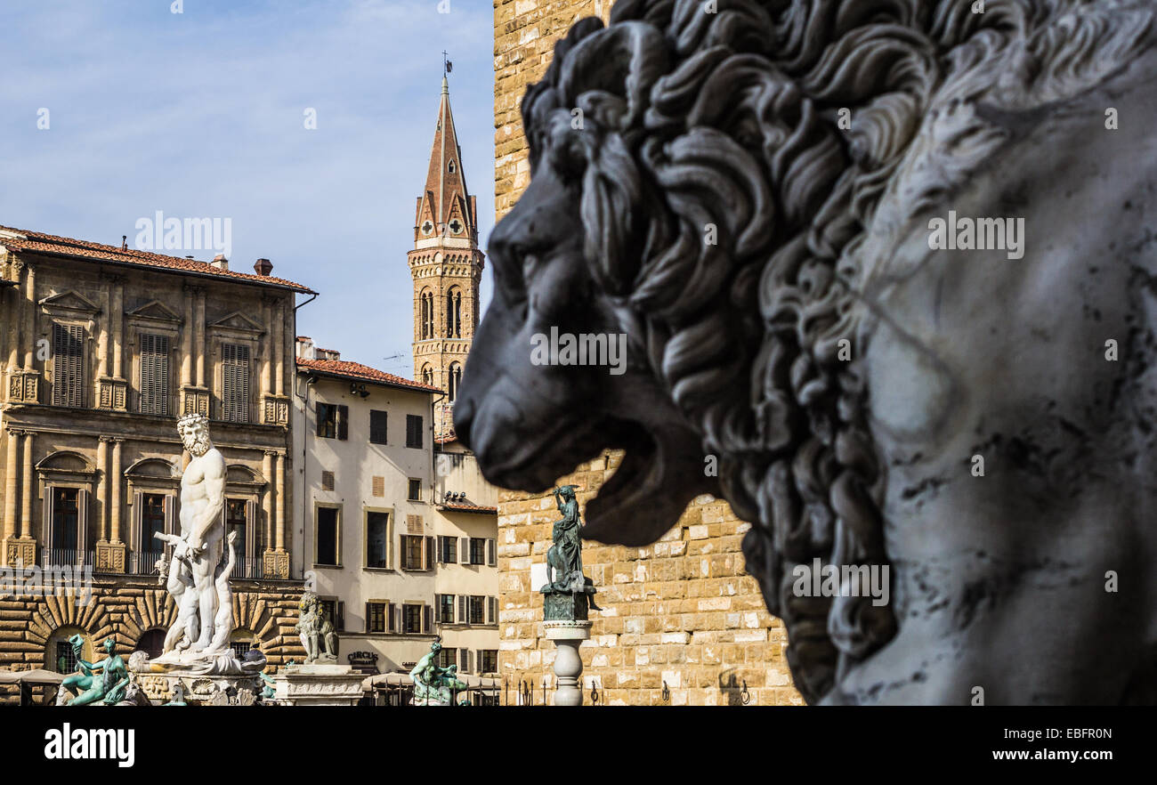 Famous square in Florence Stock Photo - Alamy