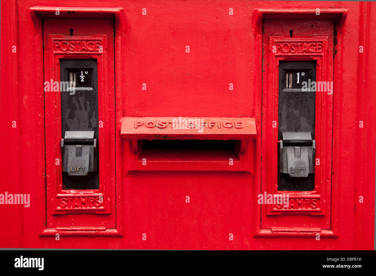 Old fashioned posting box box in use in the UK during the middle ...