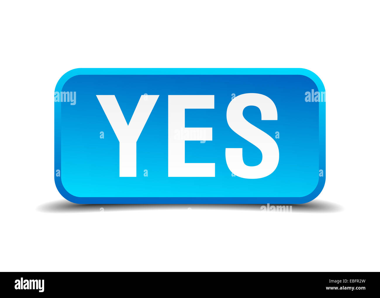 Yes blue 3d realistic square isolated button Stock Photo - Alamy