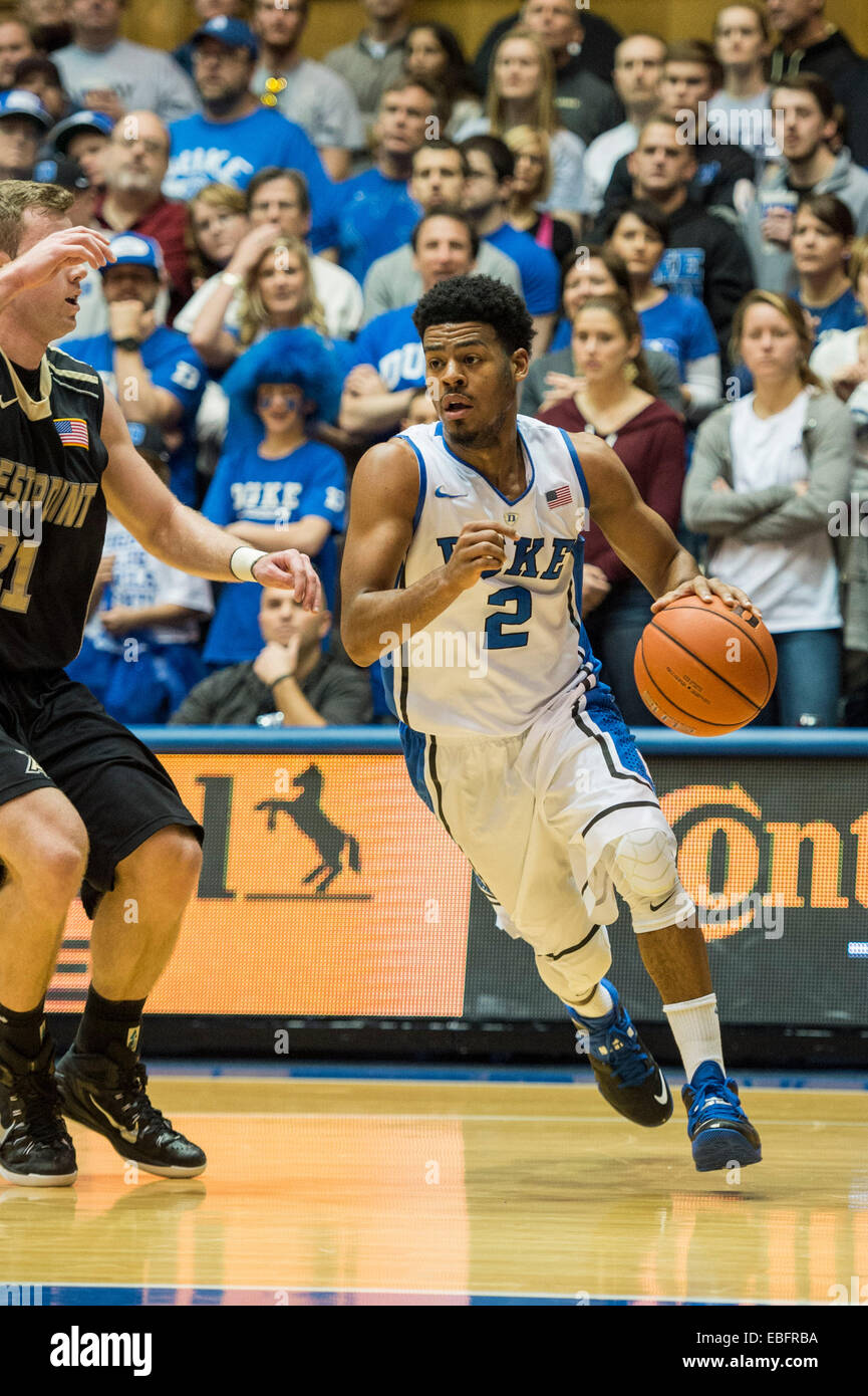Durham, NC, USA. 30th Nov, 2014. Duke G Quinn Cook (2) during the NCAA ...