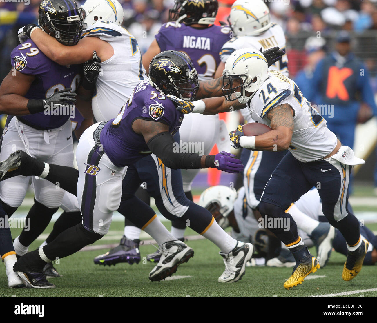 Baltimore, Maryland, USA. 30th November, 2014. San Diego Chargers RB ...
