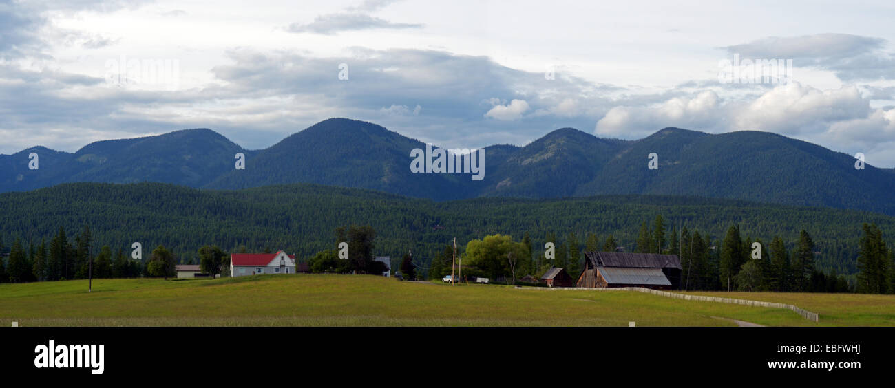 Farmland in the Haskill Basin foothills with Big Mountain in the ...