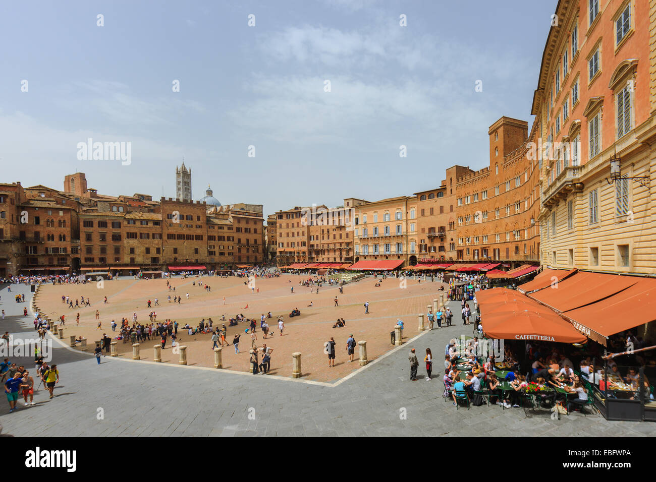 Piazza del Campo, the main square of the historic town of Siena ...