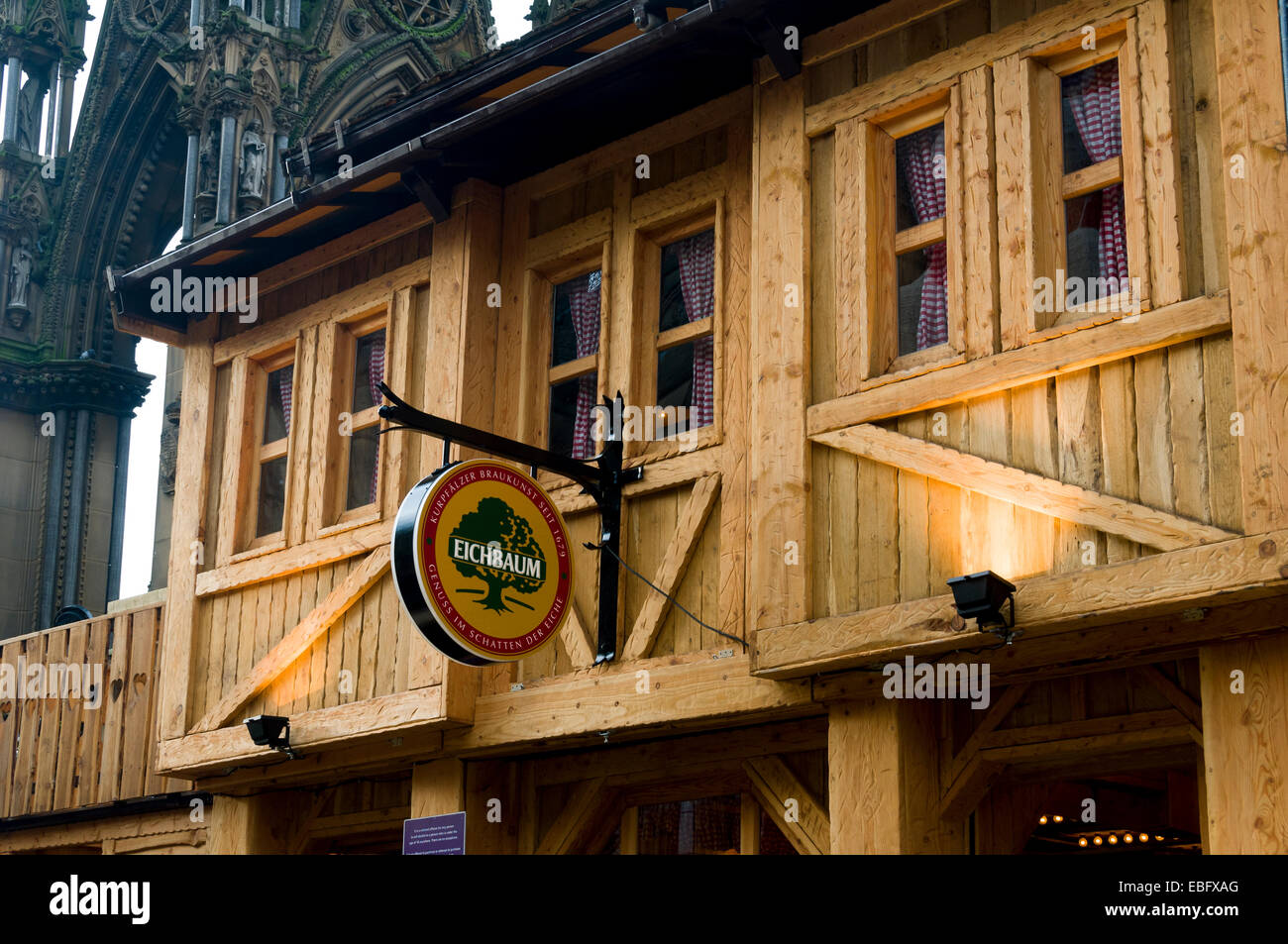 Temporary beer hall at the Christmas Markets, Albert Square, Manchester ...