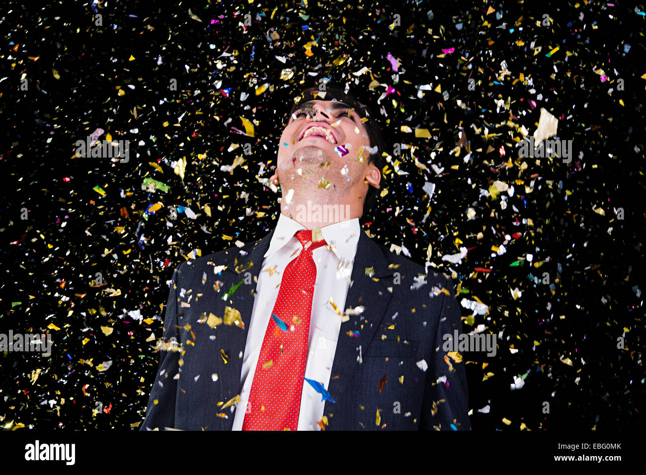 indian Business Man Victory Confetti Stock Photo - Alamy