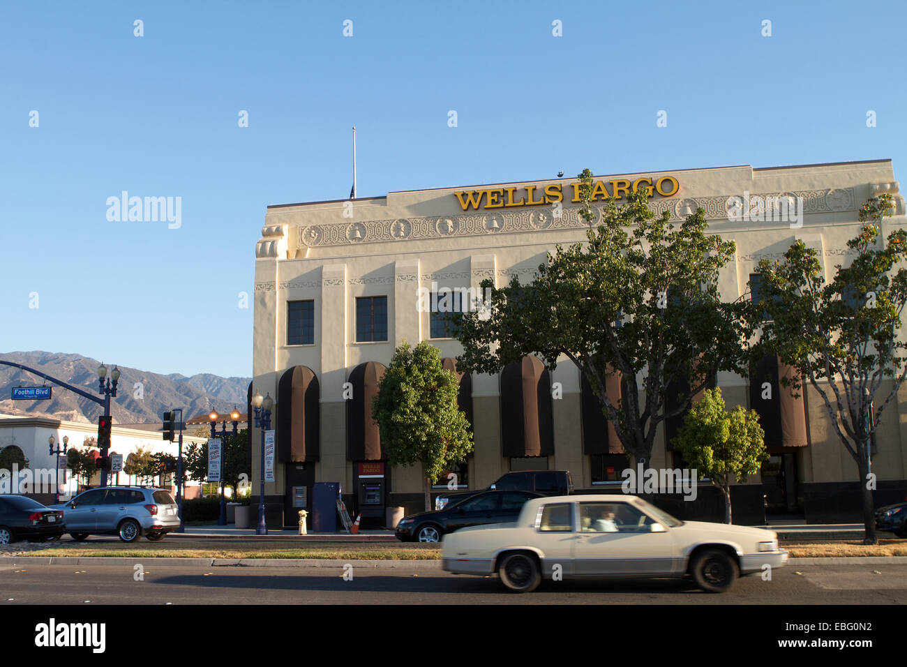 Wells Fargo Bank exterior and street view Azusa California USA Stock ...