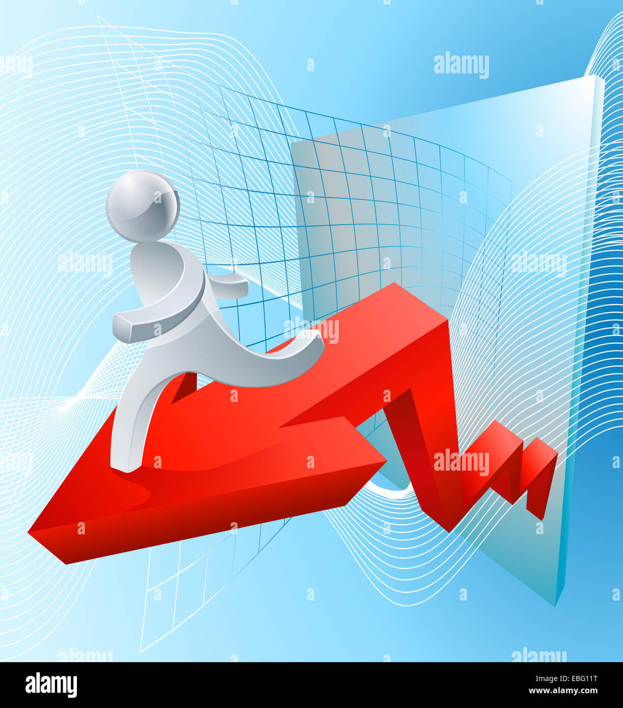 A soaring market concept with a red arrow showing increasing value or ...