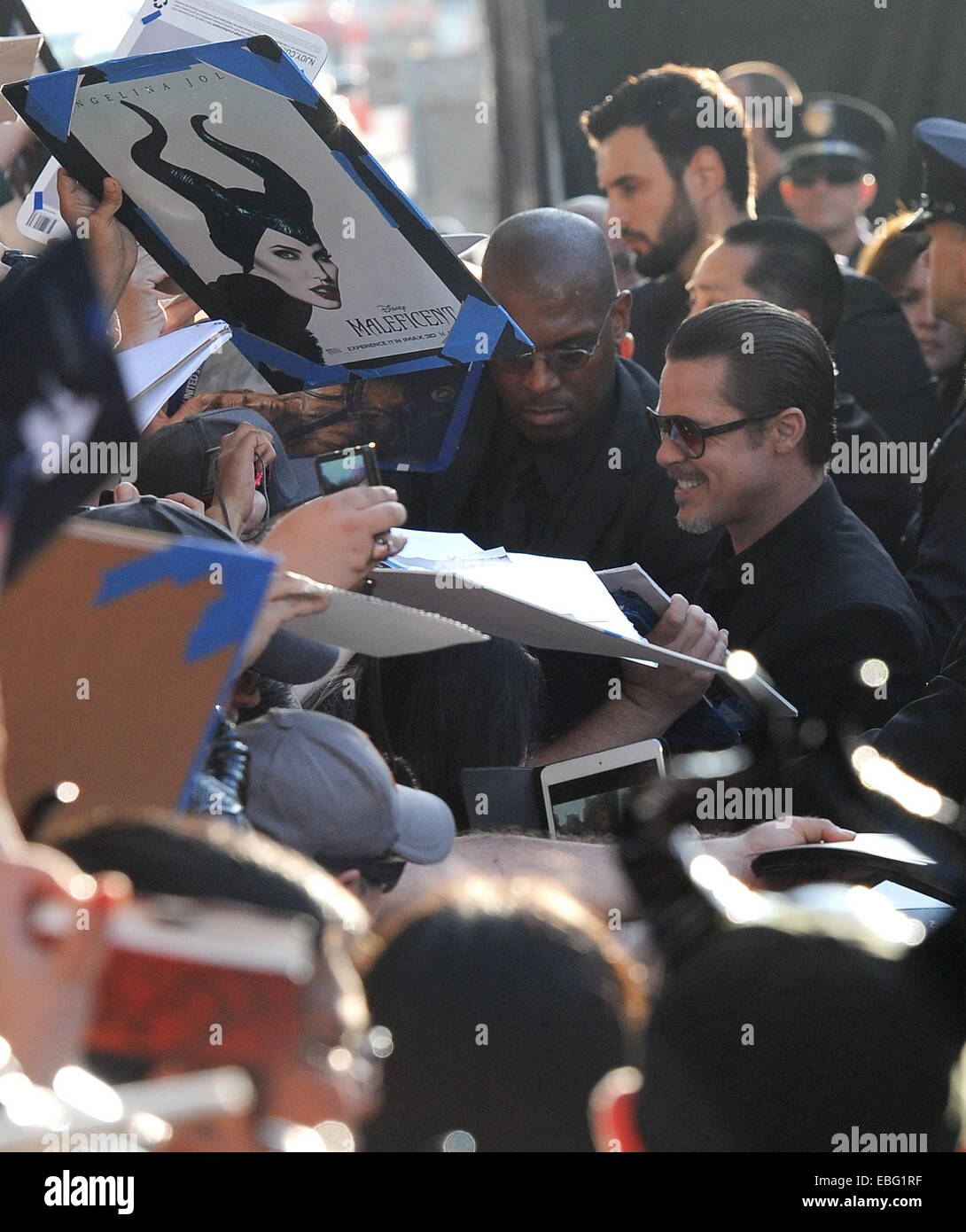 Brad Pitt and partner Angelina Jolie arriving for the world premiere of ...