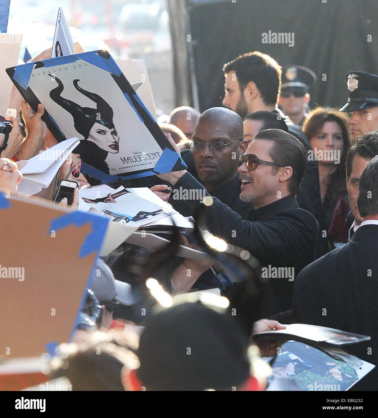Brad Pitt and partner Angelina Jolie arriving for the world premiere of ...