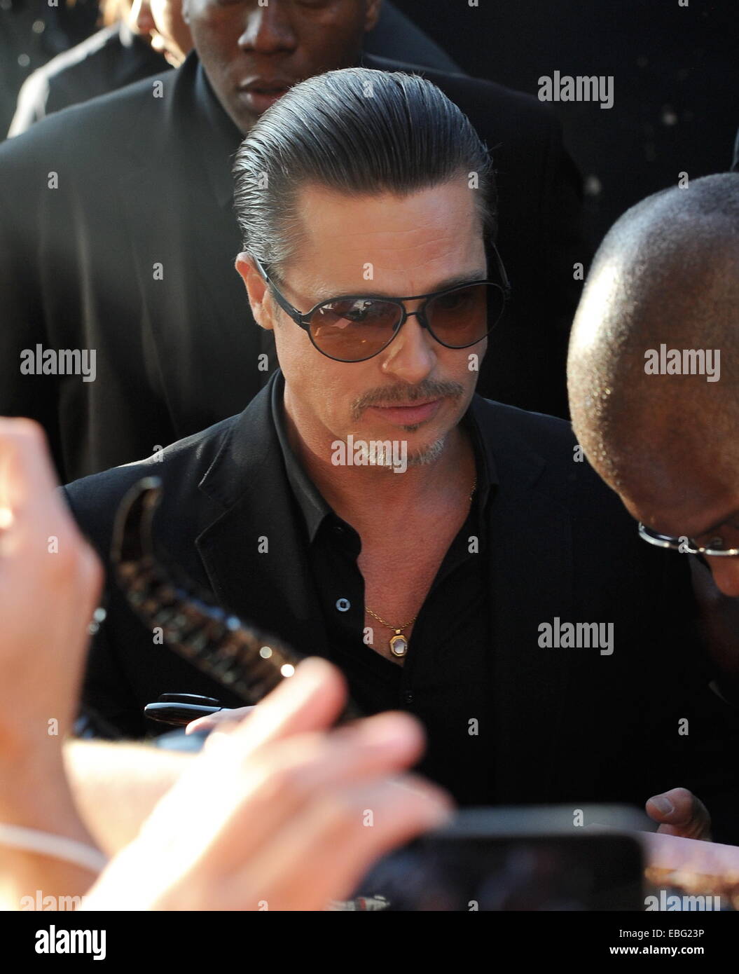 Brad Pitt and partner Angelina Jolie arriving for the world premiere of ...