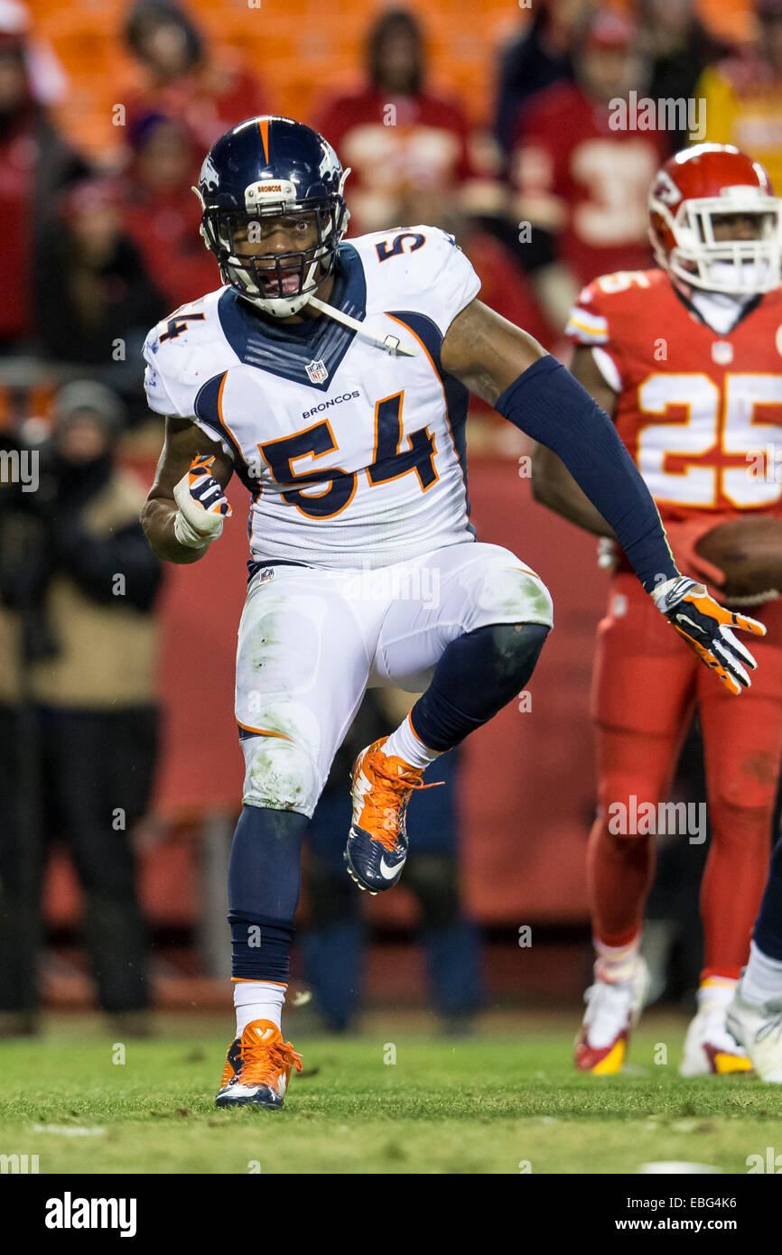 Kansas City, MO, USA. 30th Nov, 2014. Denver Broncos outside linebacker ...