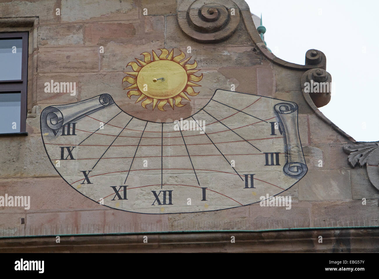 A sundial on a building in Nuremburg Germany Stock Photo - Alamy