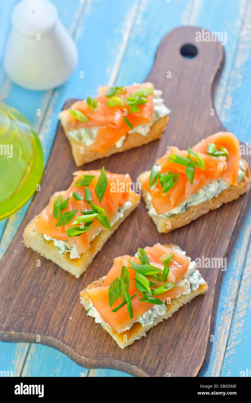 canape with salmon Stock Photo - Alamy