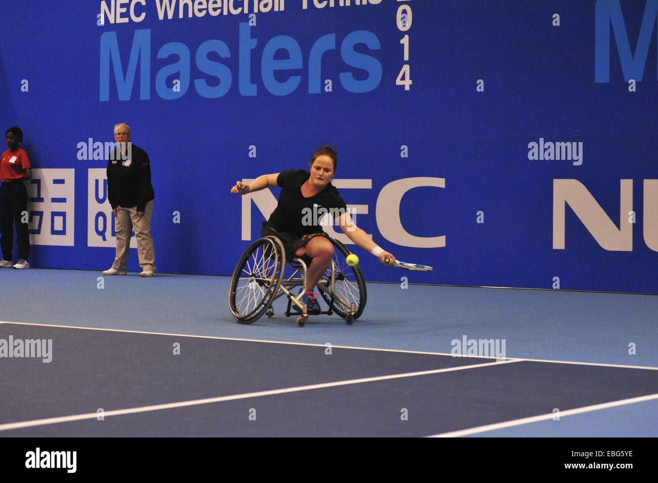 Birmingham, UK. 30th November, 2014. Aniek van Koot (NED) stretching to ...