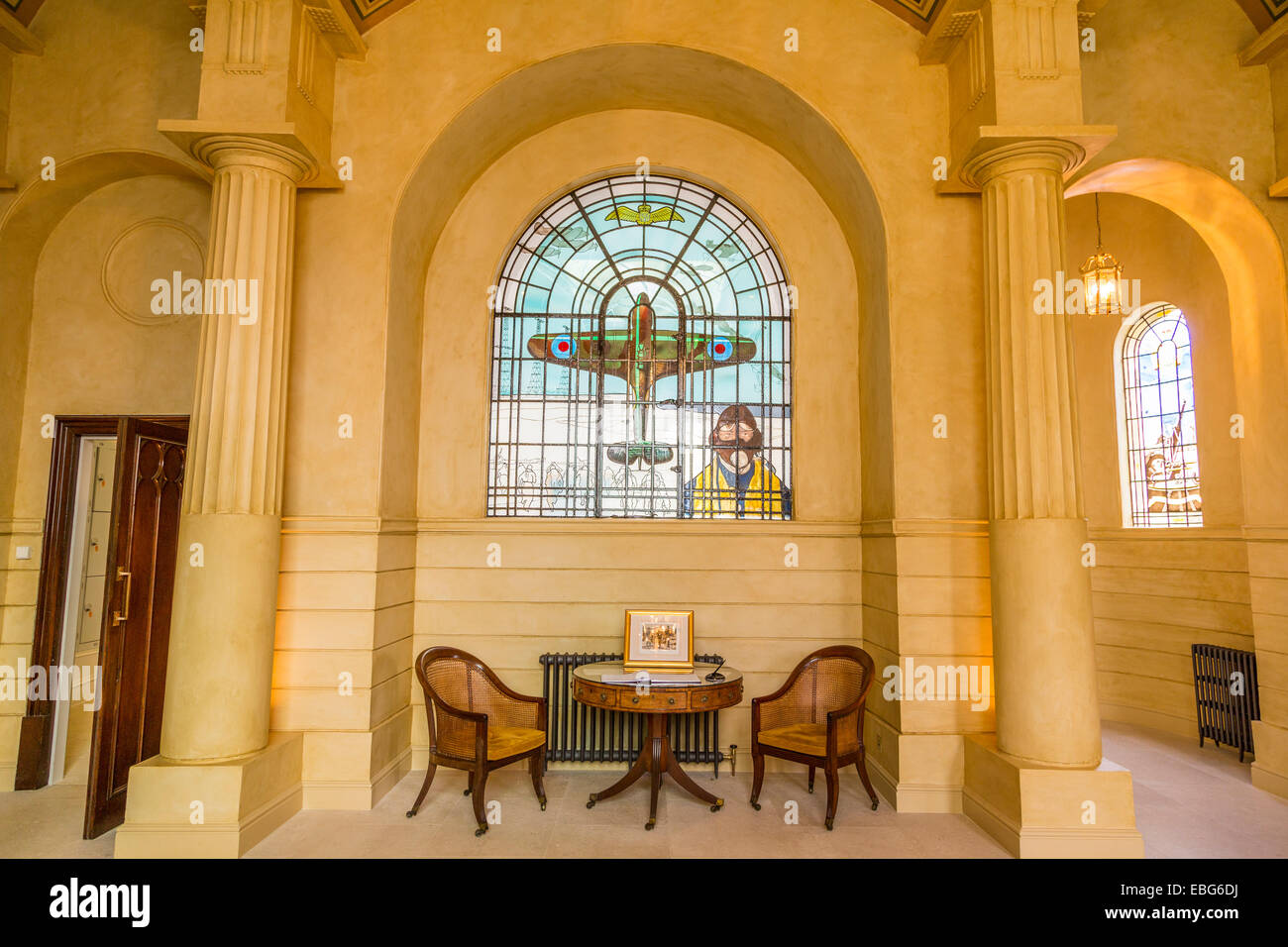 An Interior View Of the Visitors Book Signing Area and stain glass ...