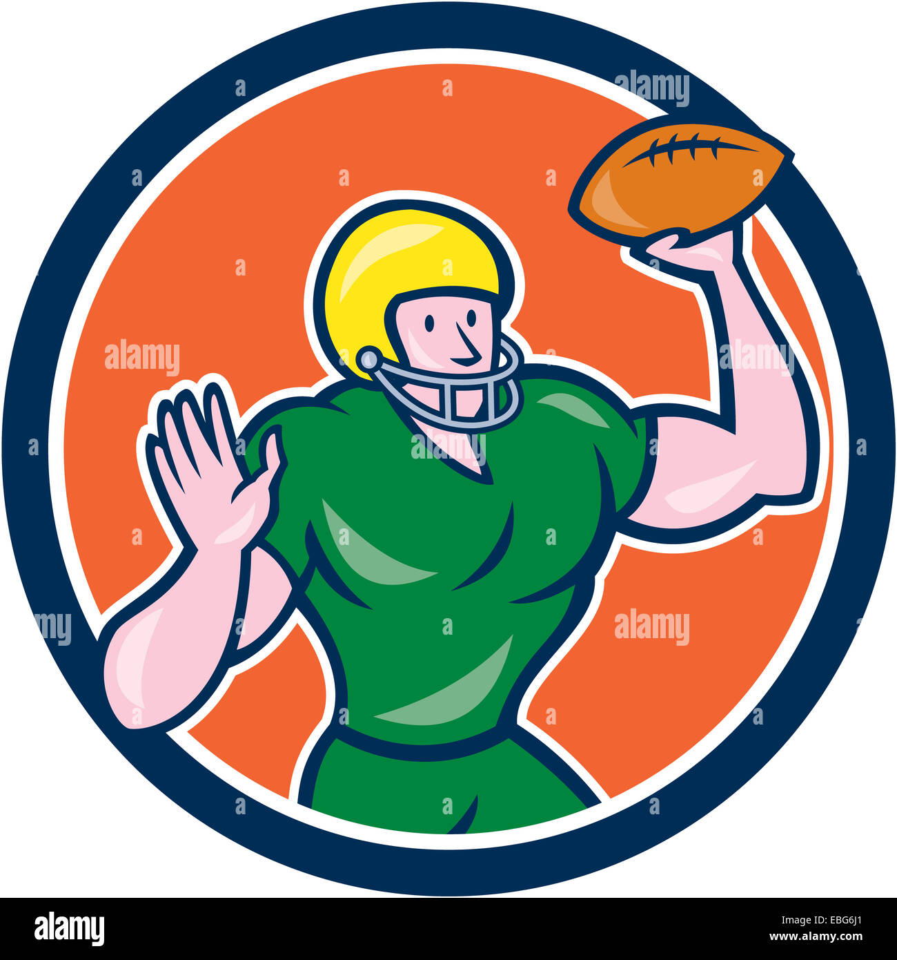 American Football Quarterback Qb Throwing Cartoon Digital