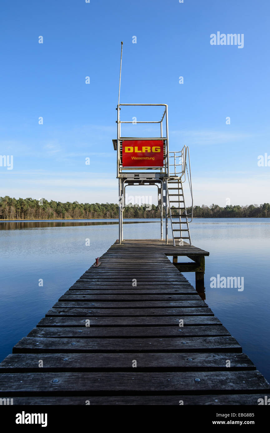 Jetty with a life guard tower of the DLRG, German Life Saving ...