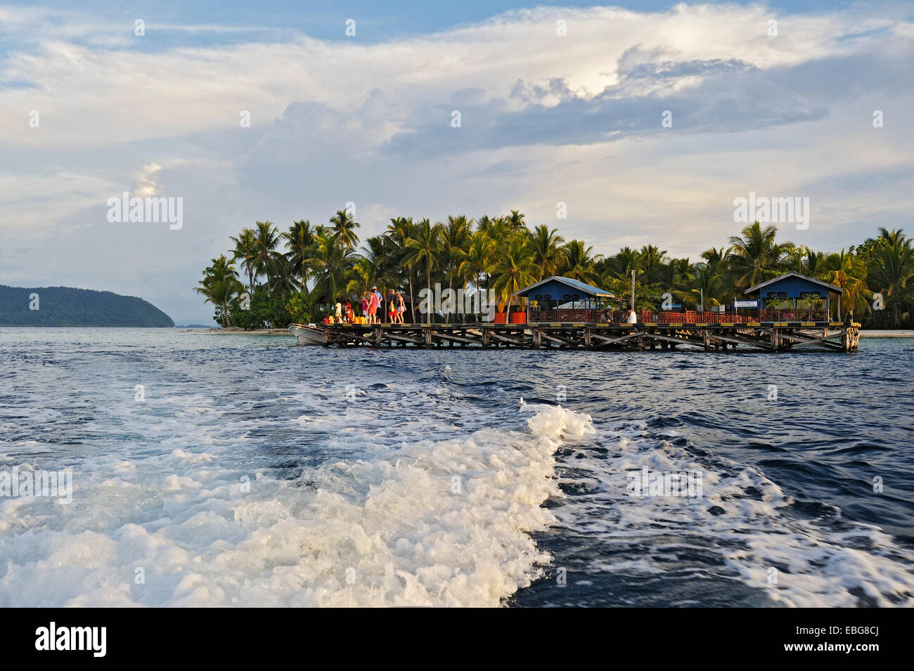 Jetty on the coast, Arborek, Raja Ampat, West Papua, Indonesia Stock ...