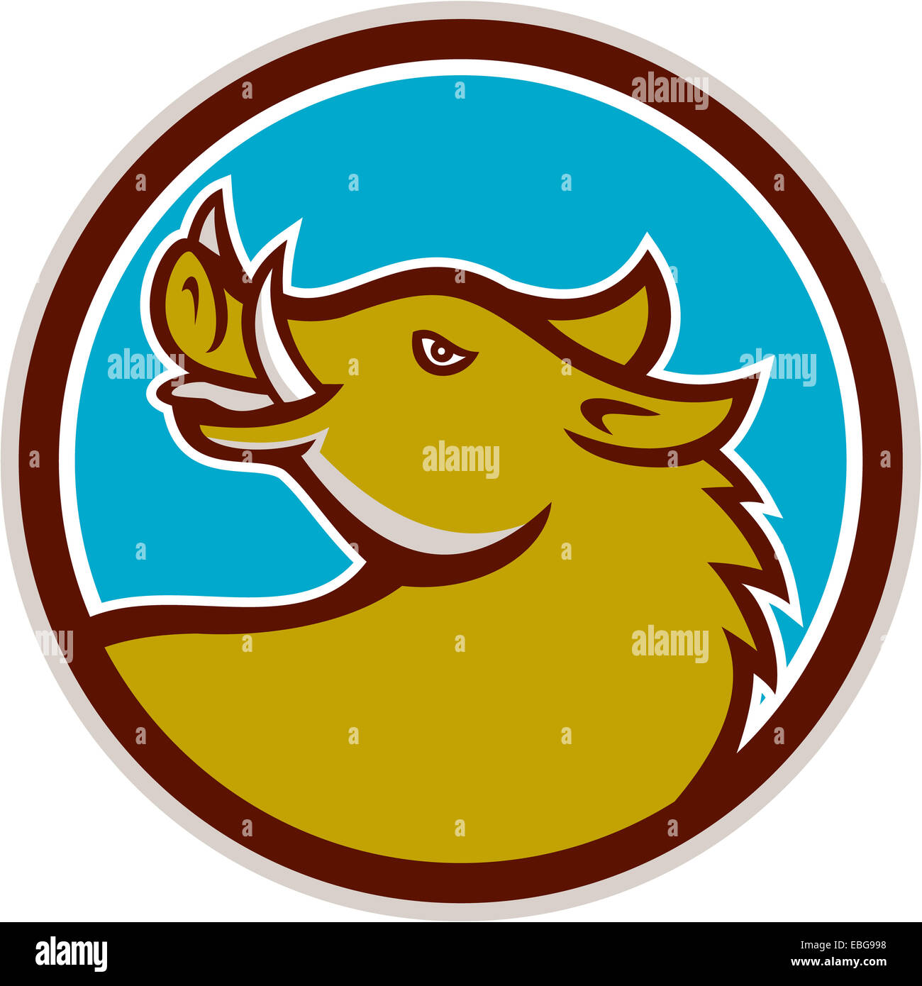 Illustration of a wild pig boar razorback head looking up viewed from ...