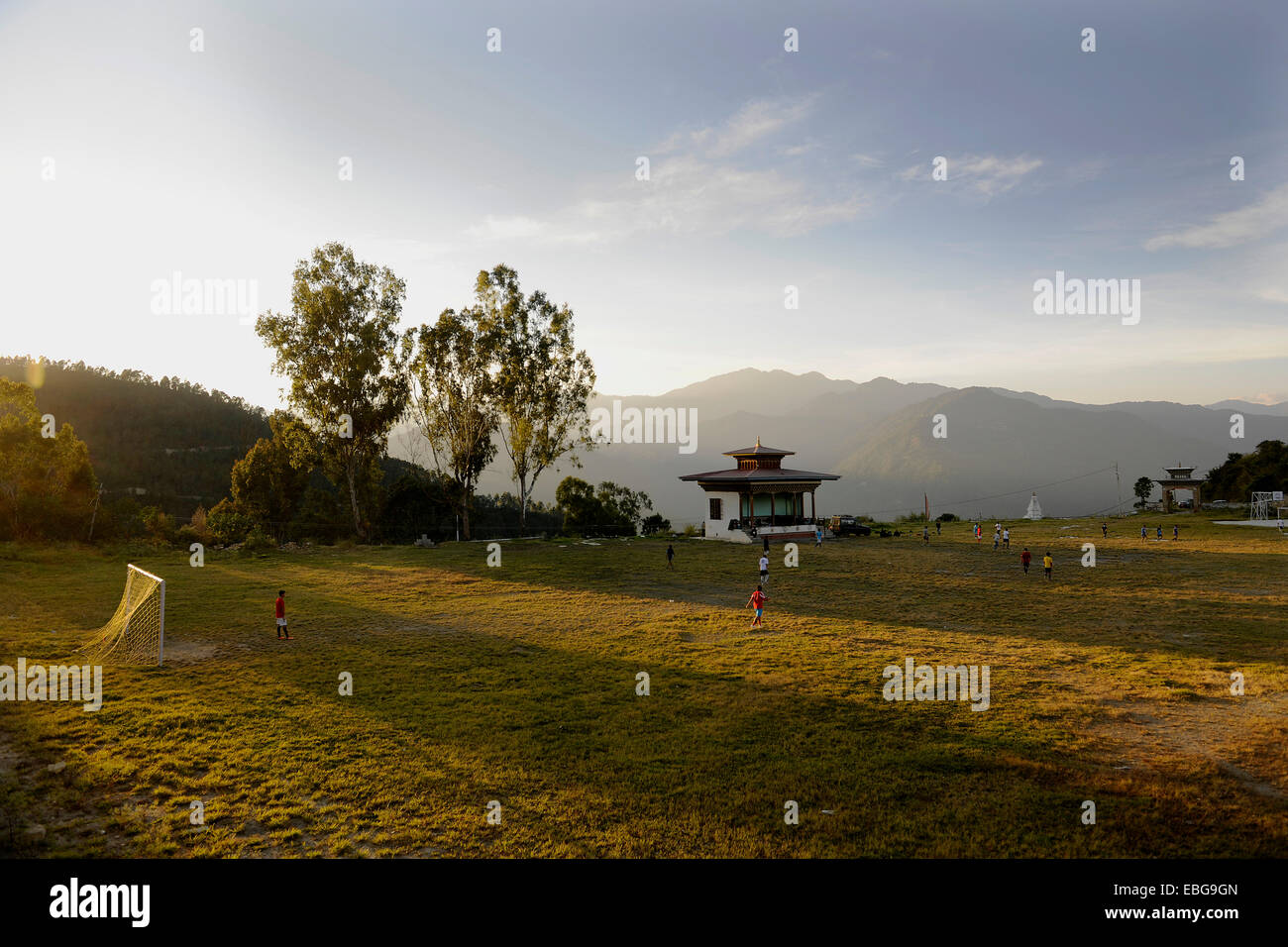 Football field of Mongar, Mongar, Mongar District, Bhutan Stock Photo ...