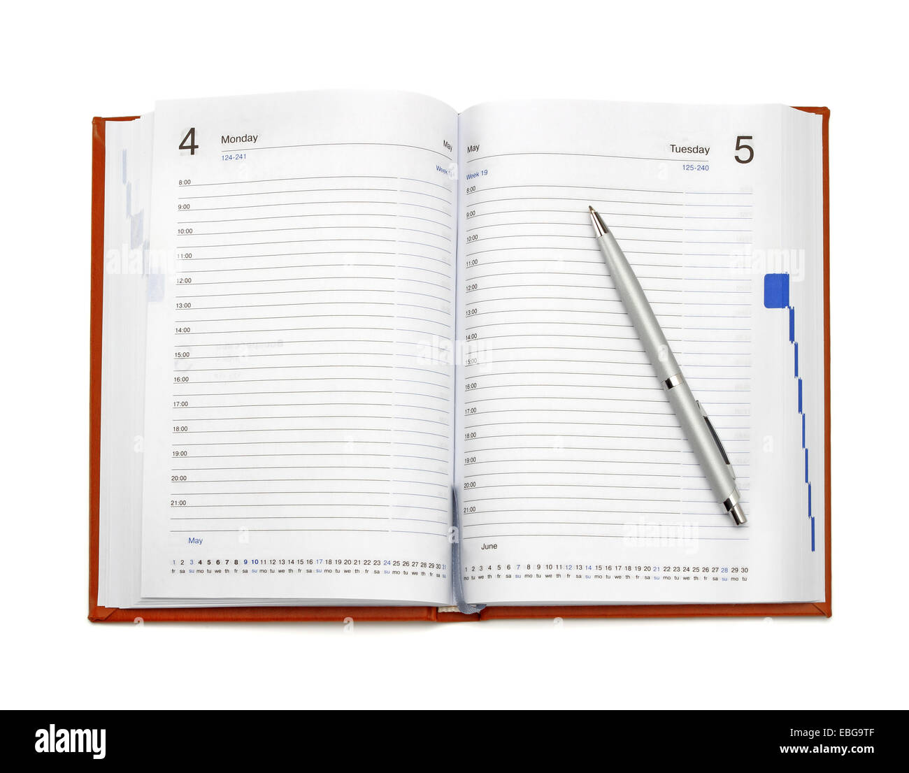 Business diary with a pen on a white background Stock Photo - Alamy