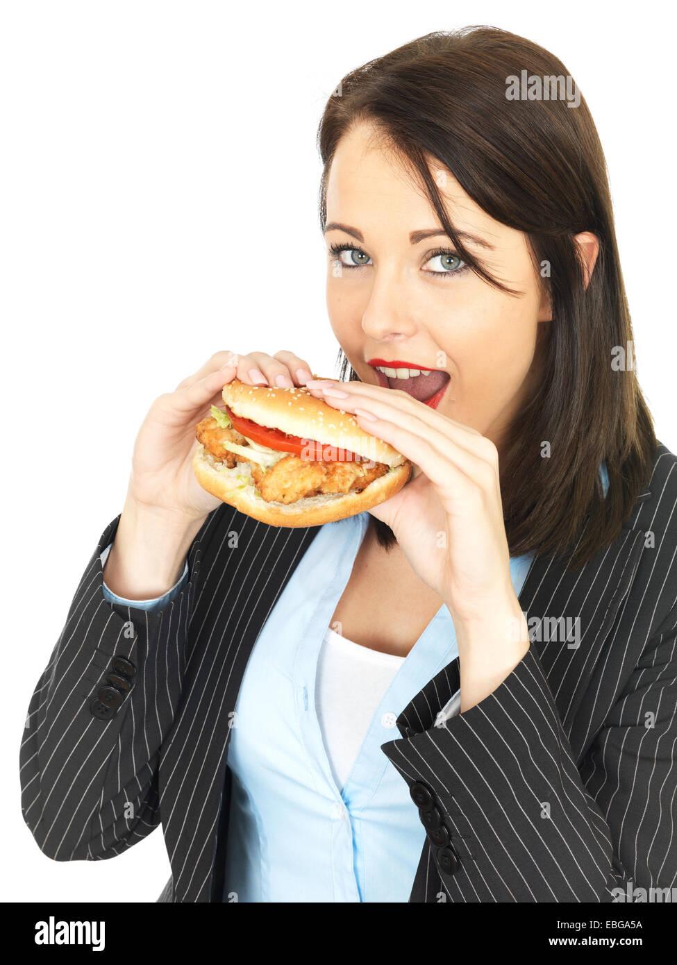 Attractive woman eating burger hi-res stock photography and images - Alamy
