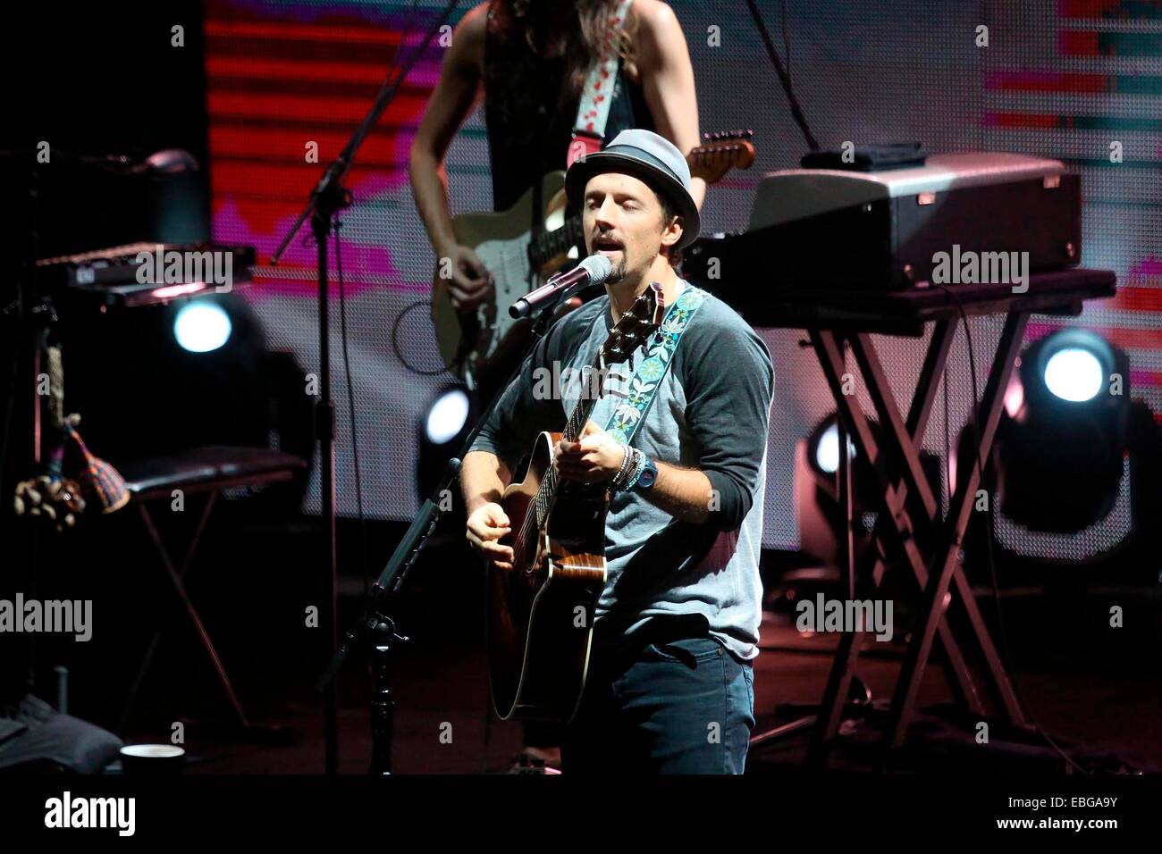 Jason Mraz on the site of his concert in Taipei, Taiwan, China on 29th ...