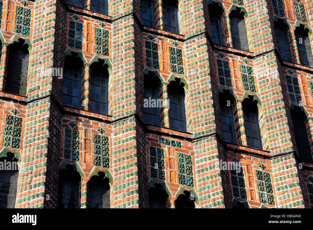 Old Town Hall, facade in the Brick Gothic style, historic center ...