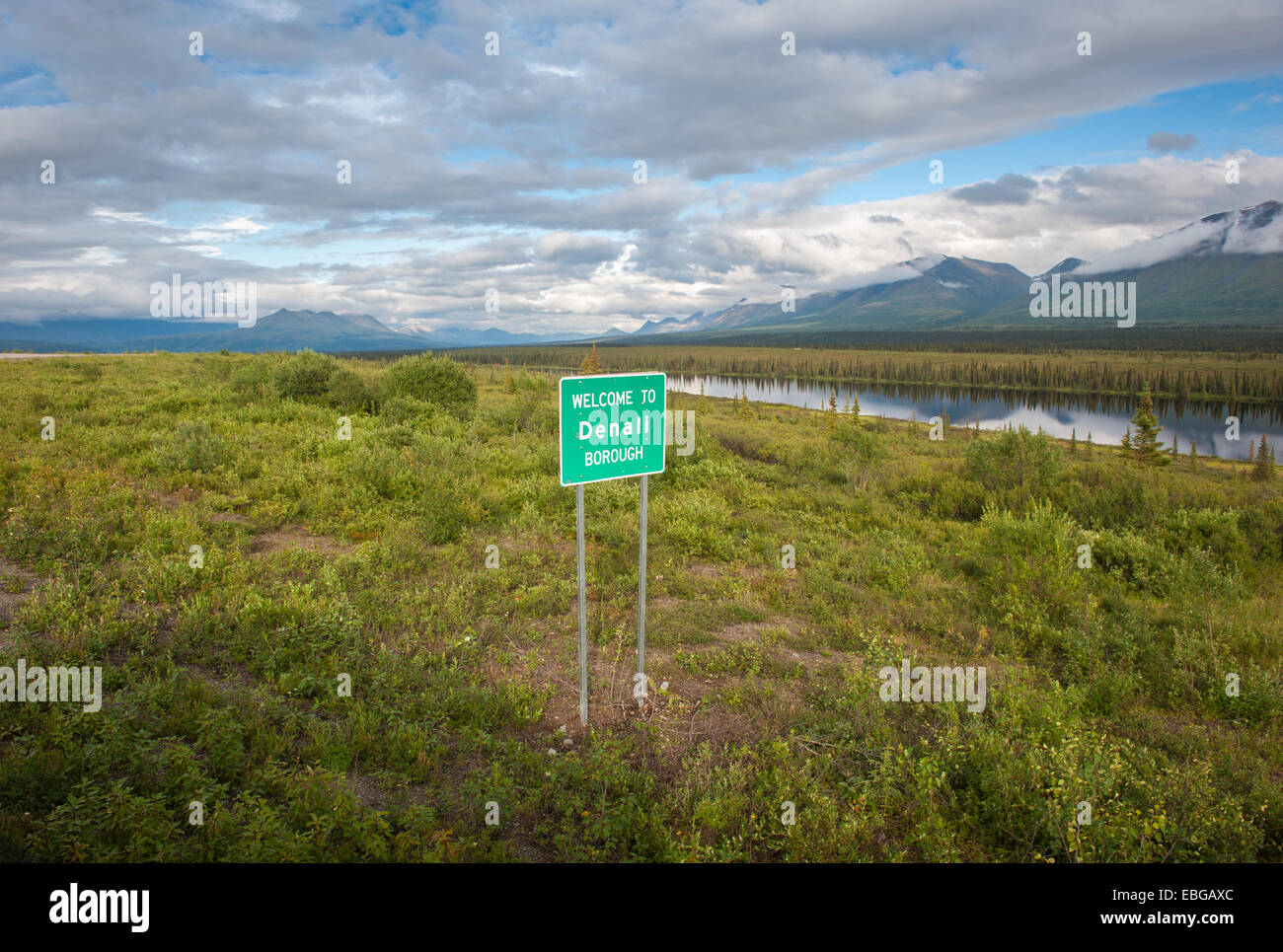 Sign entering Denali Borough, Alaska Stock Photo - Alamy