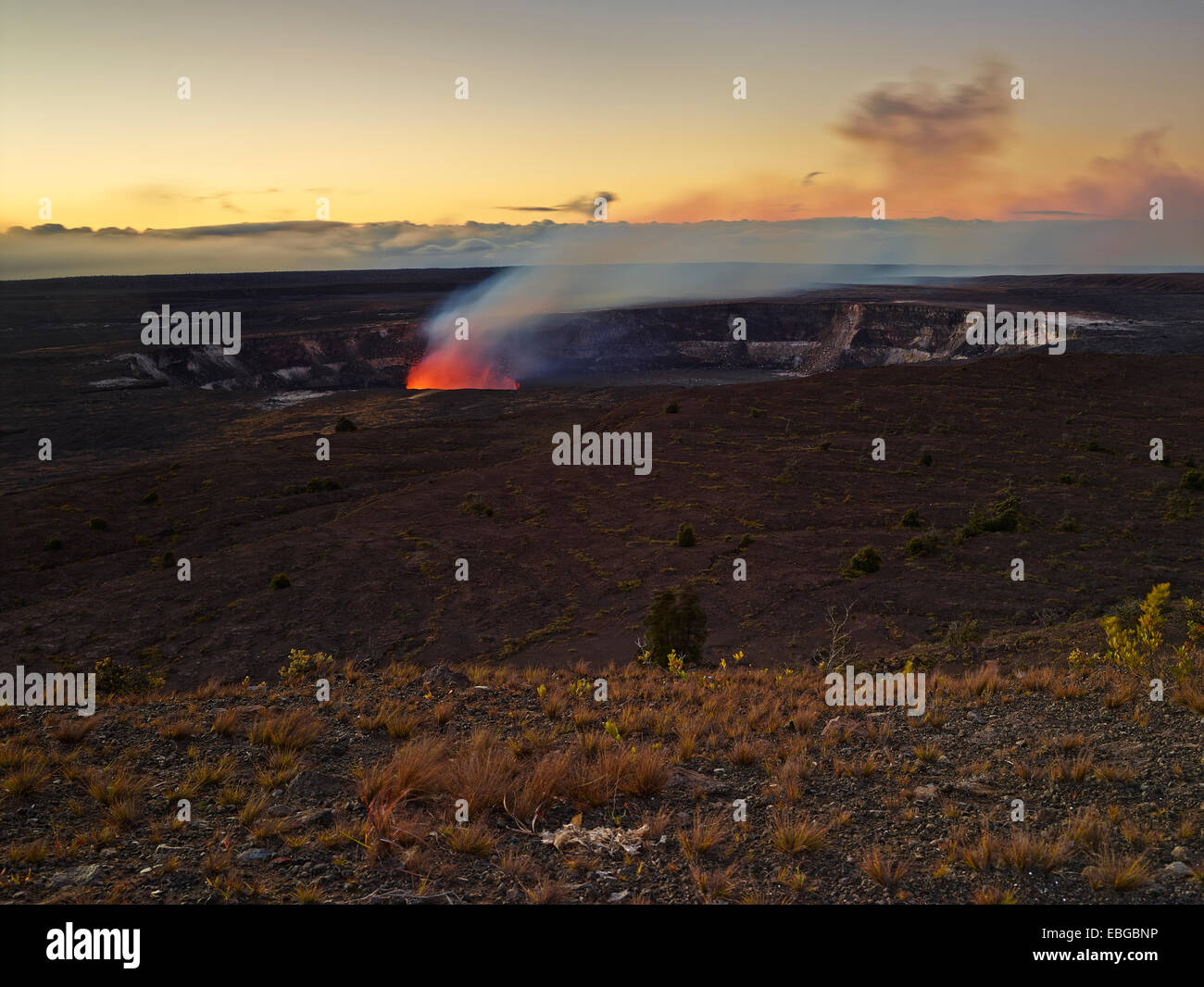 Halema'uma'u or Halemaumau crater, Kilauea crater, volcanic eruption ...