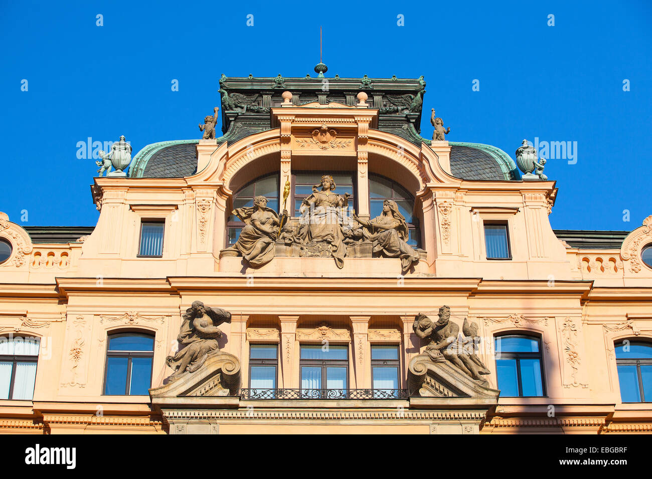 Prague,Czech Republic-August 20,2014: Renovated luxury historic house ...