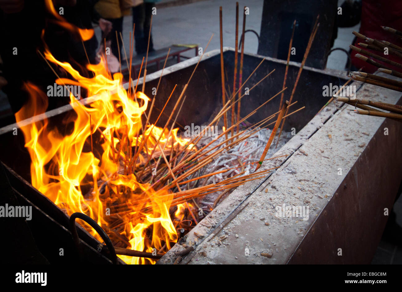 Incense burning in an altar at the Lama Temple, Beijing, China Stock ...