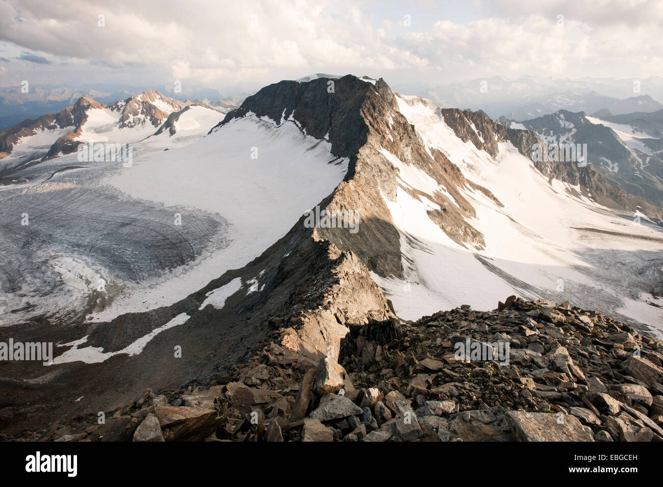 Stubai Alps, view from Wilder Pfaff Mountain towards Alto Adige ...