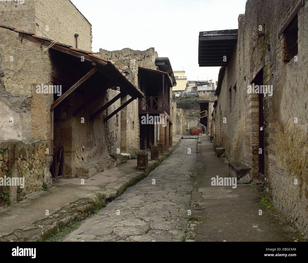 Italy. Herculaneum. Ancient Roman town destroyed by volcanic ...