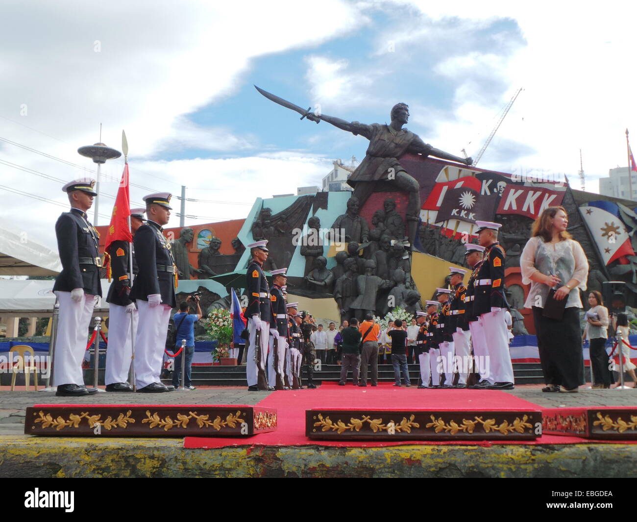 Various government agencies offers wreath at Bonifacio Shrine in Manila ...