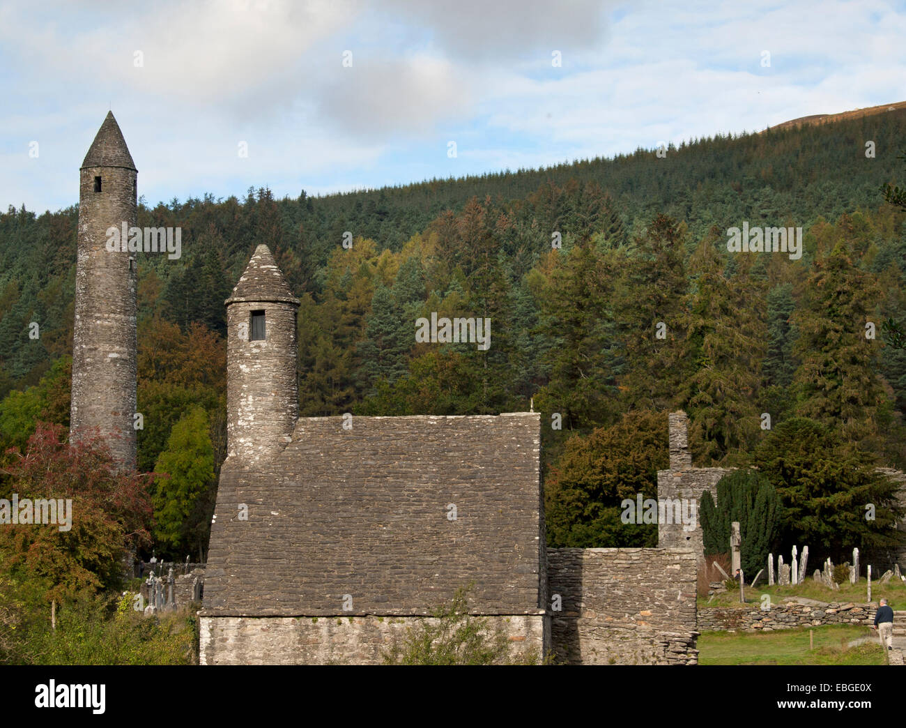 The ancient monastic settlement of Glendalough in County Wicklow ...