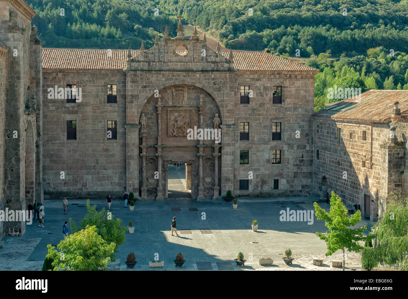Patio Yuso Monastery, in the municipality of San Millan de la Cogolla ...