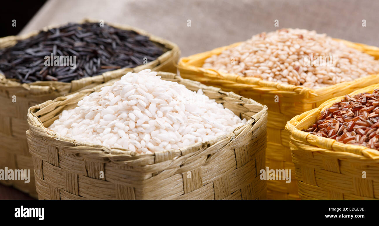 rice in baskets on the table Stock Photo - Alamy