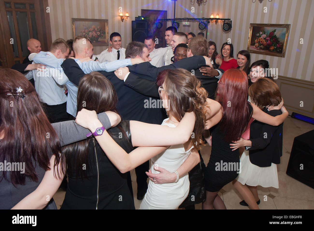 A group of young people having a good time at a dancing party Stock ...