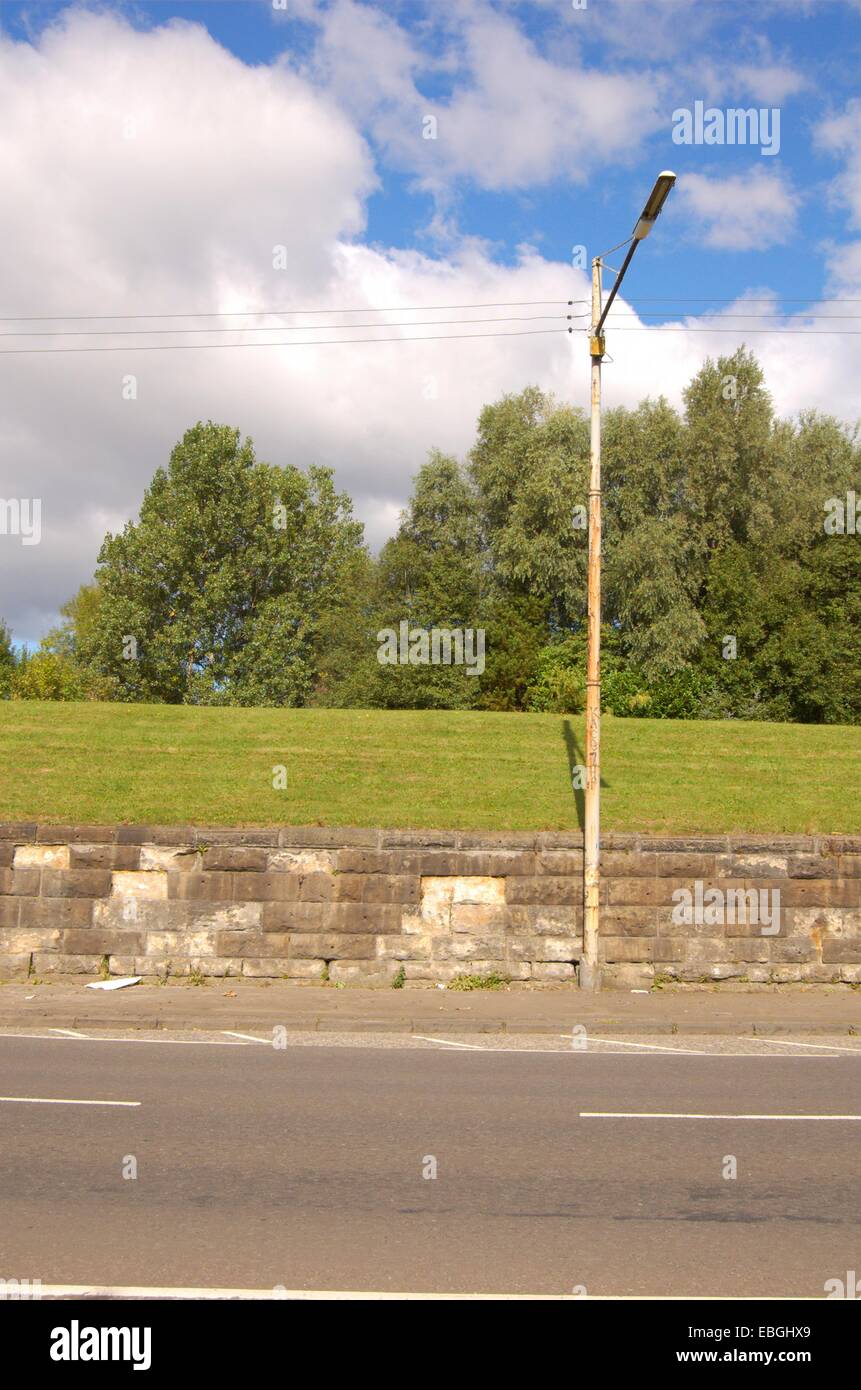 Lamp post on Carntyne Road at abandoned railway embankment in Hogarth ...