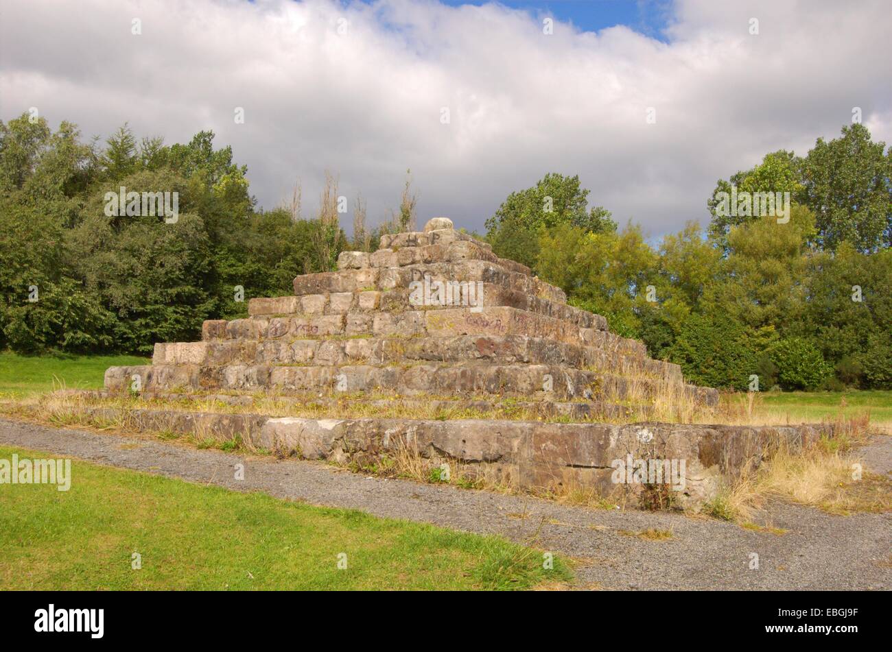 Stepped pyramid feature in Hogarth Park in Carntyne in Glasgow ...