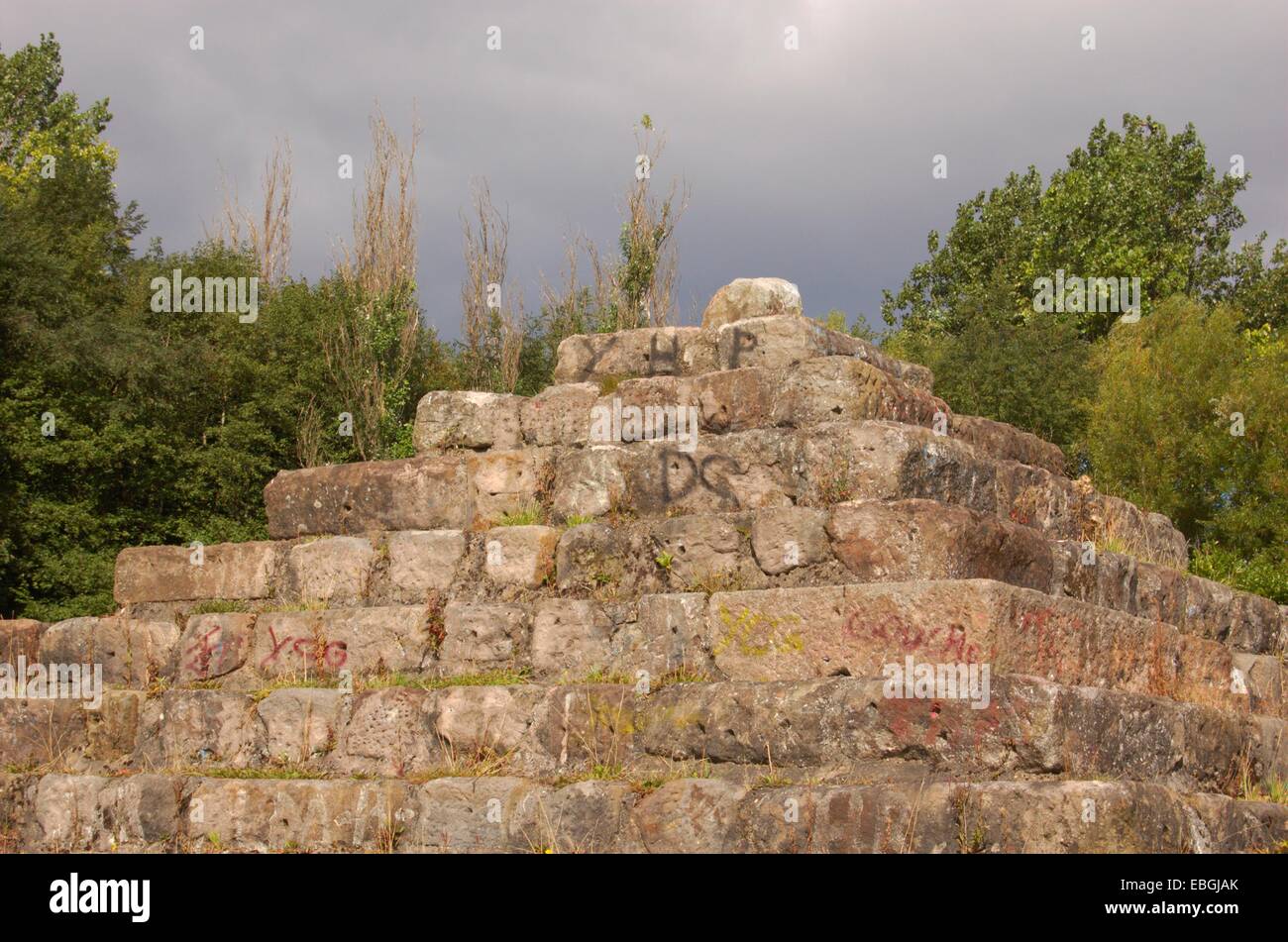 Stepped pyramid feature in Hogarth Park in Carntyne in Glasgow ...
