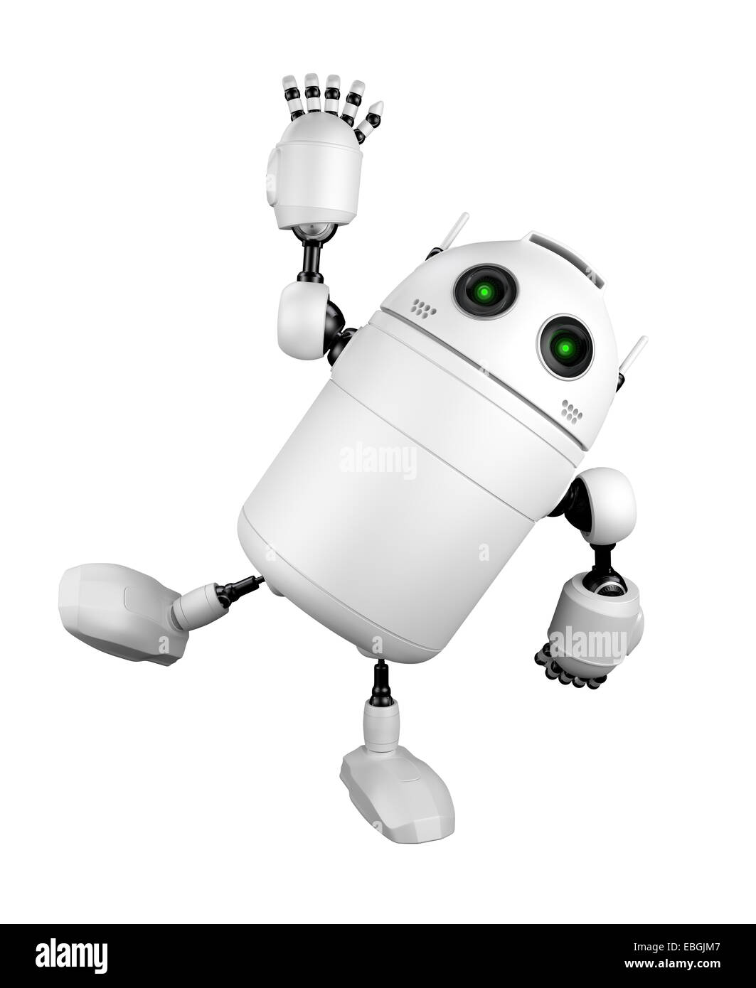 Cute Robot greeting and saying Hi. Isolated on white background Stock ...